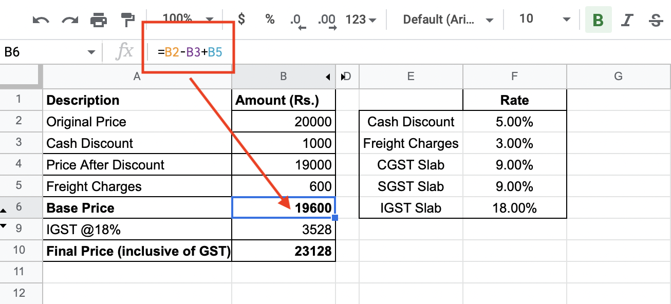 How To Calculate GST In Excel Sheets 