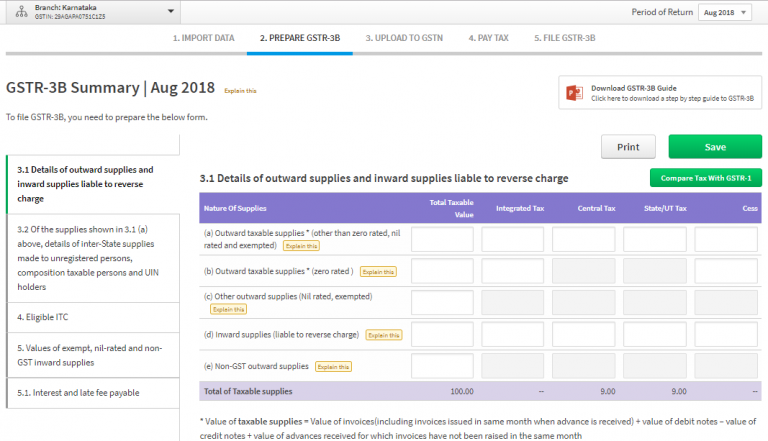 GSTR-3B Filing on ClearTax GST Software -Step by Step Filing Procedure