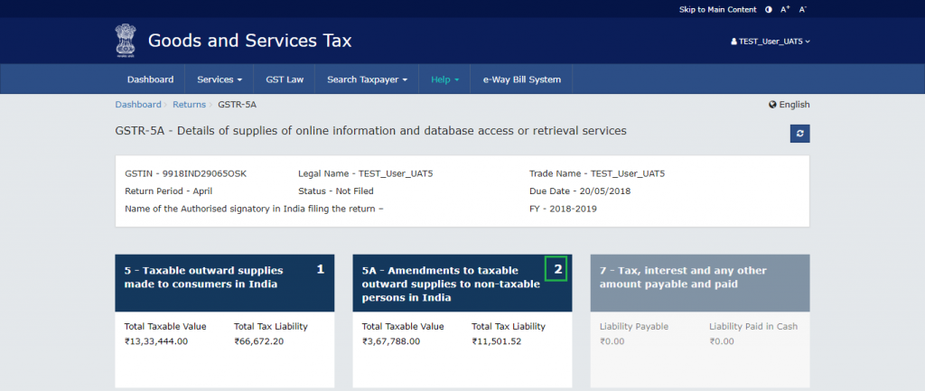 GSTR-5A Filing on GST Portal - Step by Step Return Filing Procedure