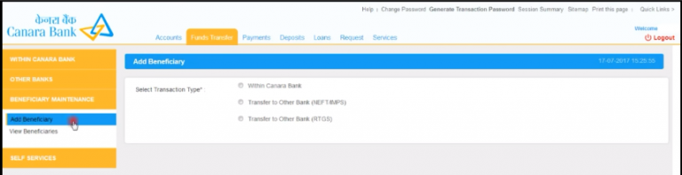 Canara Bank Net Banking - Registration and Log In Process