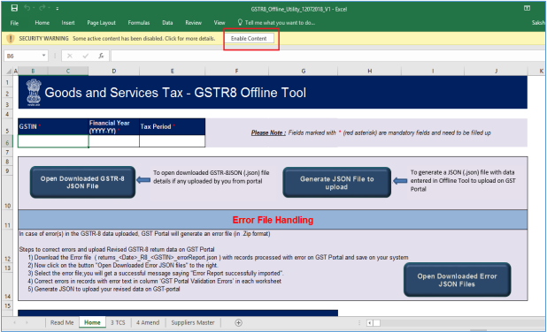 Step-by-step Guide to file GSTR-8 using the Offline Utility on GST Portal