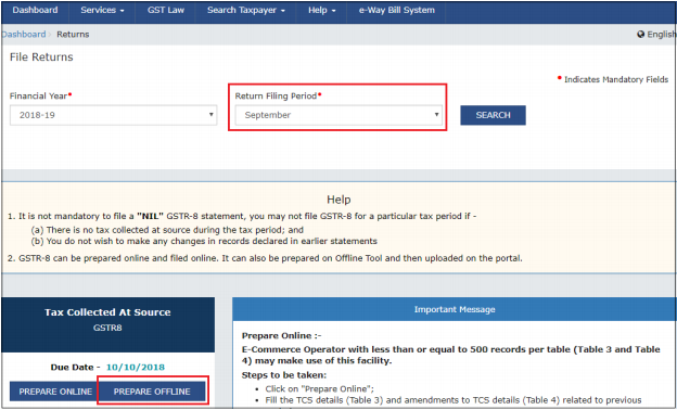 Step-by-step Guide to file GSTR-8 using the Offline Utility on GST Portal