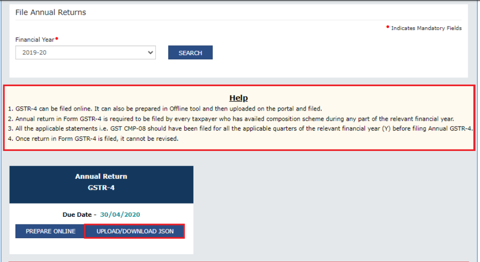 Steps to file GSTR-4 (Annual Return) using Offline Tool