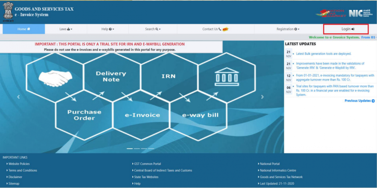 Steps to generate e-Invoices using GePP facility on the IRP