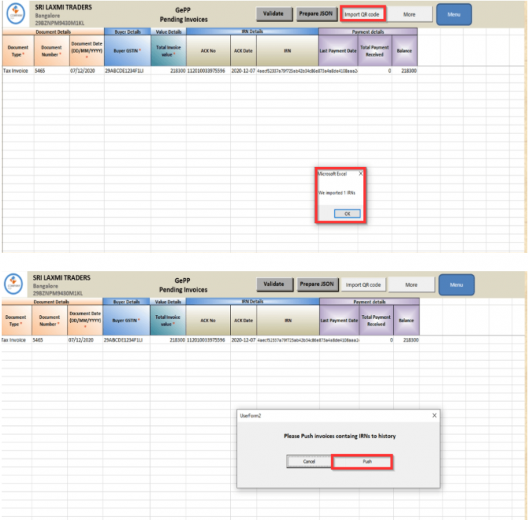 Steps to generate e-Invoices using GePP facility on the IRP