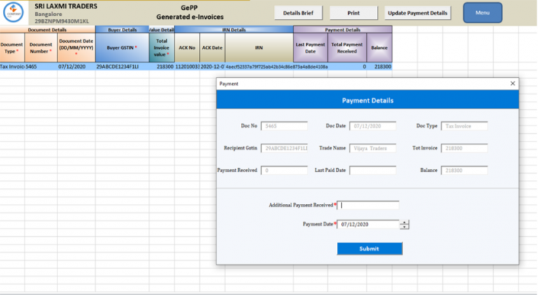 Steps to generate e-Invoices using GePP facility on the IRP