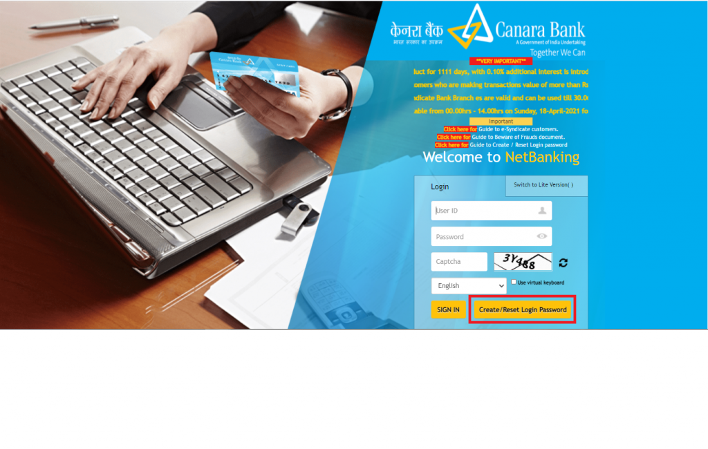 Canara Bank Net Banking - Registration and Log In Process