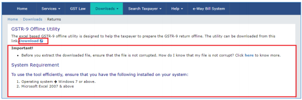 Steps to file GSTR-9 offline using utility tool on GST Portal ...
