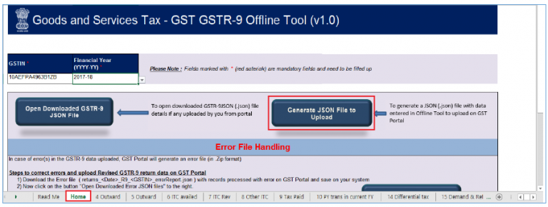 Steps to file GSTR-9 offline using utility tool on GST Portal ...