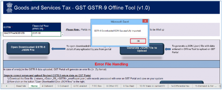 Steps to file GSTR-9 offline using utility tool on GST Portal ...