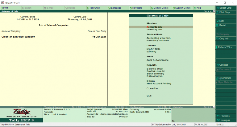 How to enter HSN Code in Tally ERP 9 Release 6