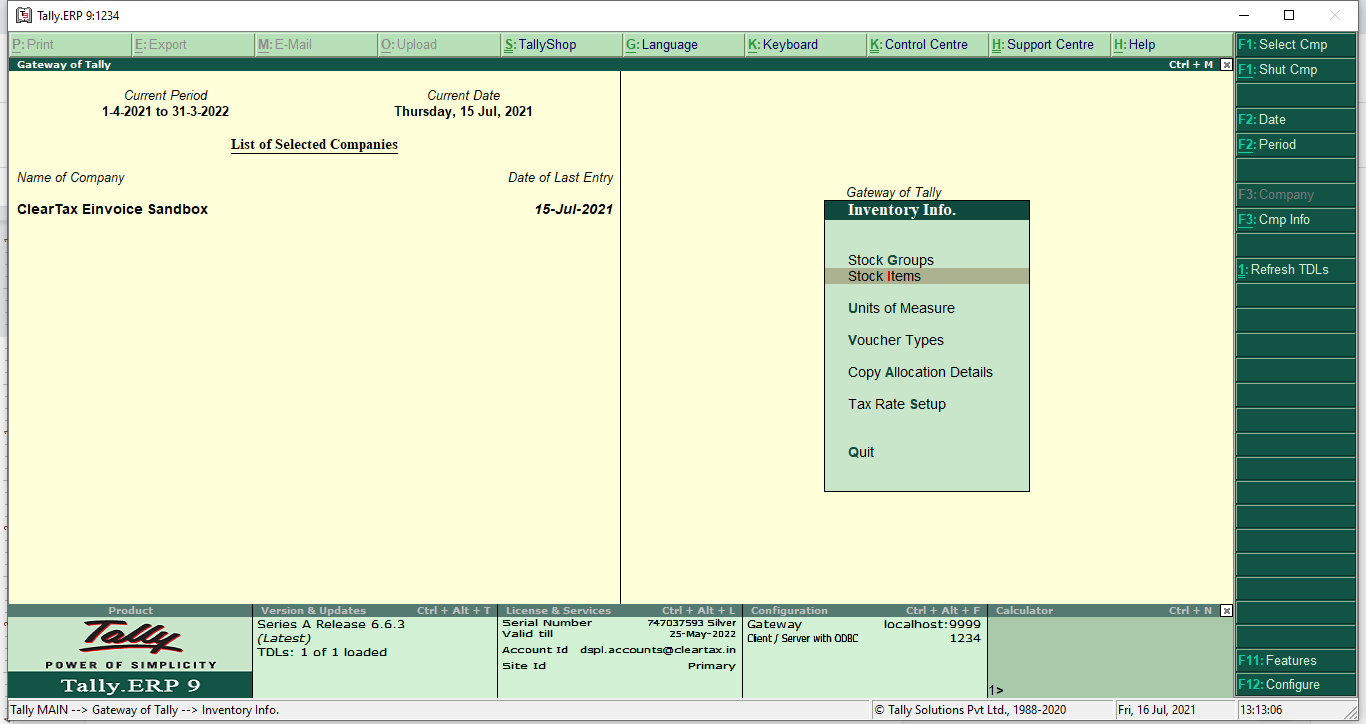 How to enter HSN Code in Tally ERP 9 Release 6