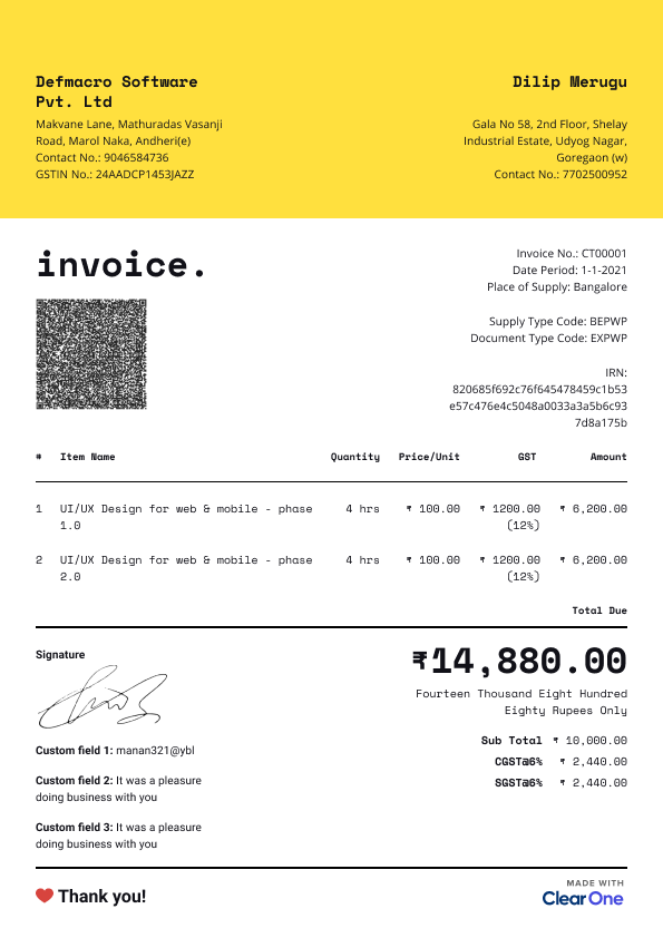 E Invoice Formats Sample Formats For Use Benefits