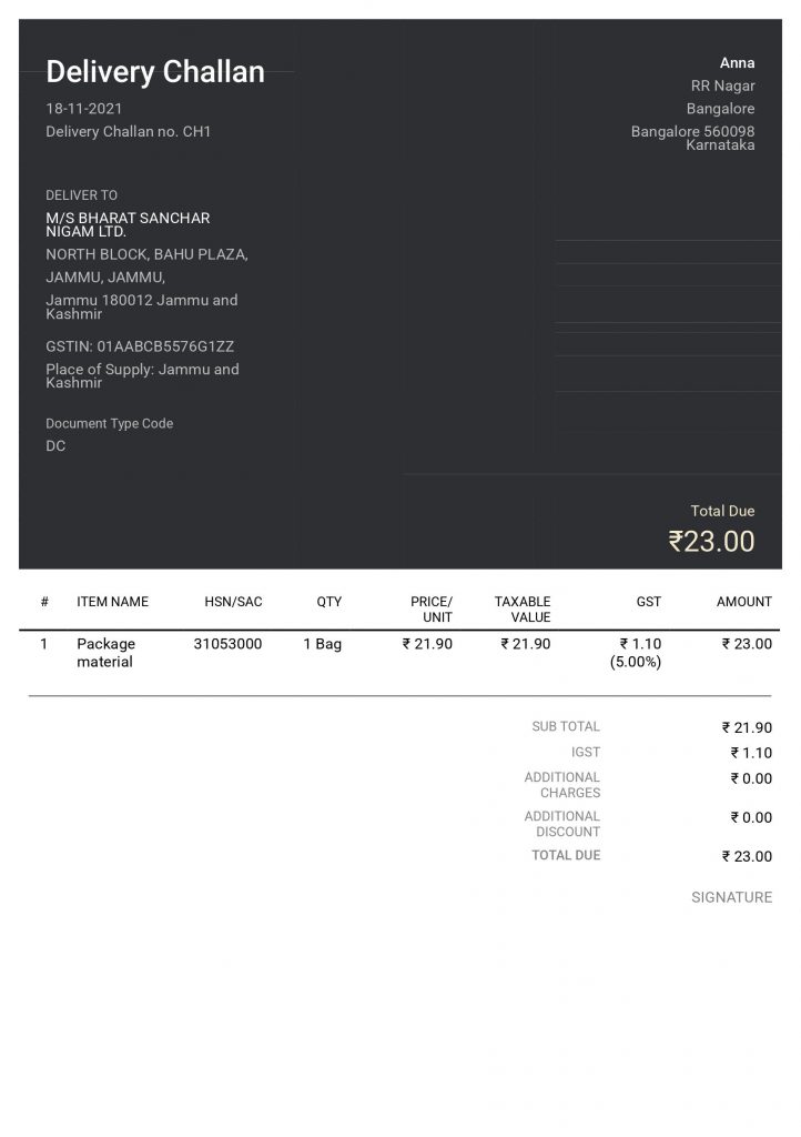 Delivery challan Formats and templates to use by businesses